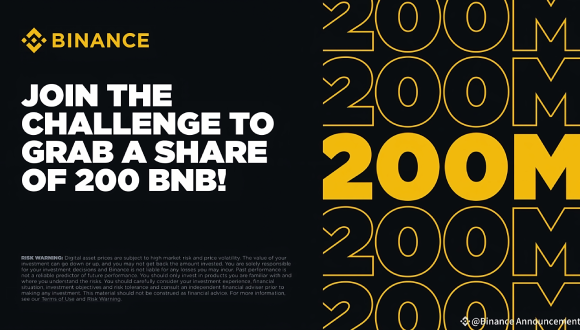 La plataforma Binance sortea 200 BNB entre sus usuarios